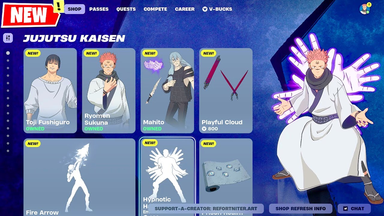 *NEW* Fortnite Jujutsu Kaisen KILLER CURSES Bundles Item Shop: Ryomen ...