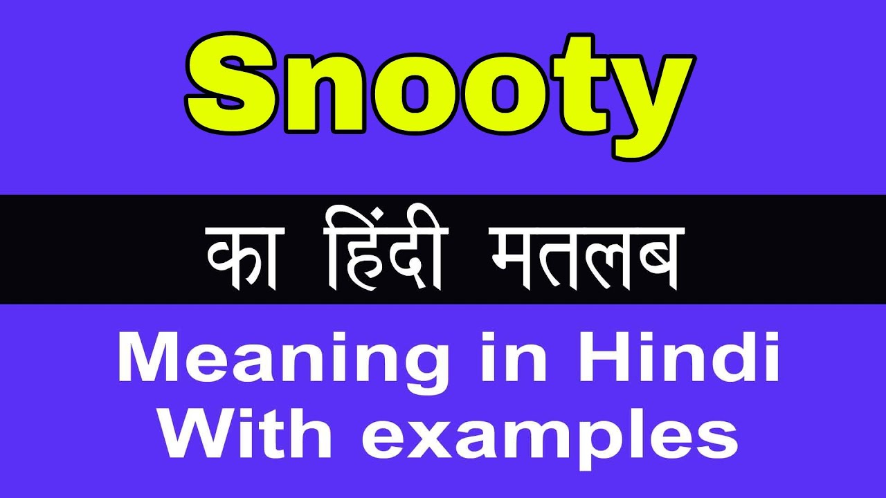 Snooty Meaning in Hindi/Snooty का अर्थ या मतलब क्या होता है - YouTube
