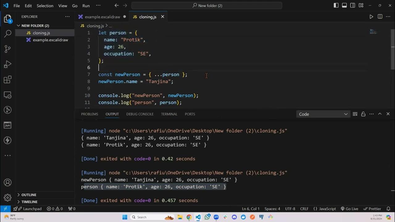 JavaScript object cloning, difference between deep cloning and shallow cloning. - YouTube