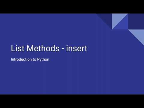 Introduction to Python - List Methods - Insert - YouTube