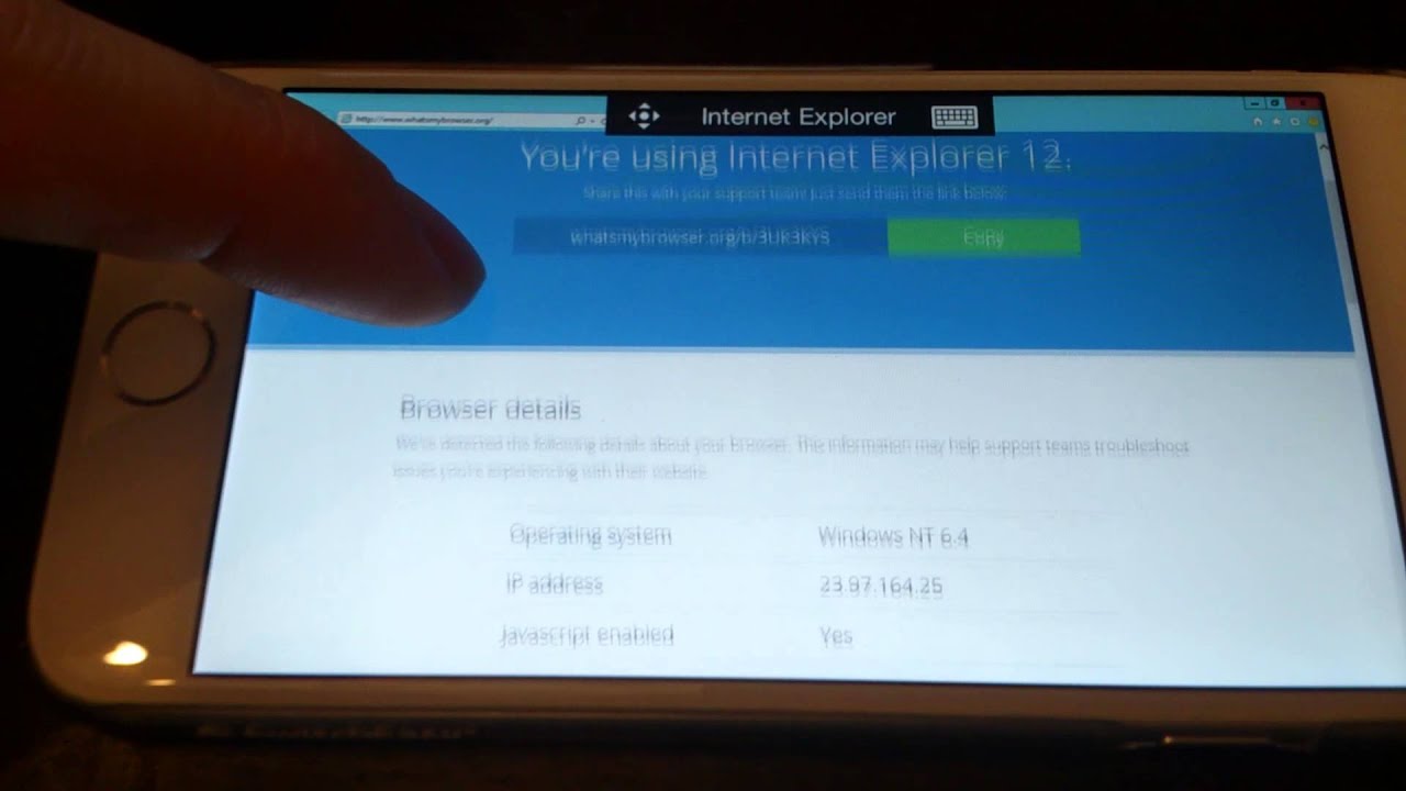 Internet Explorer 12 (tech preview) on iPhone 6 (via RemoteIE) - YouTube