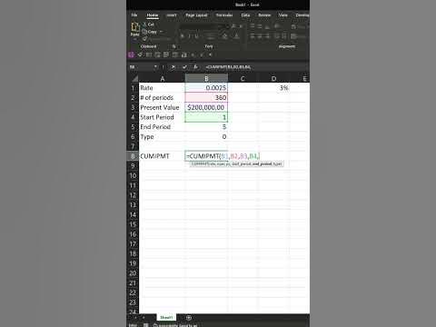 CUMIPMT Function #Shorts Excel Tutorial - YouTube
