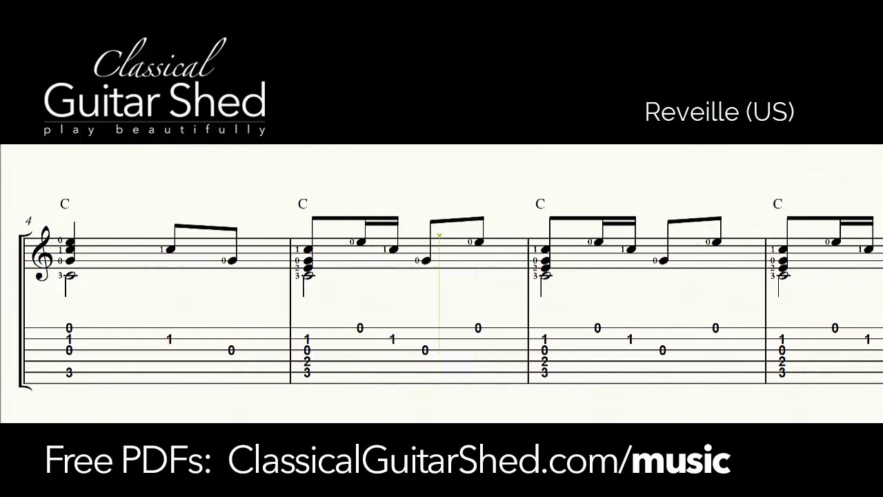 Reveille - Free Classical Guitar Sheet Music - YouTube