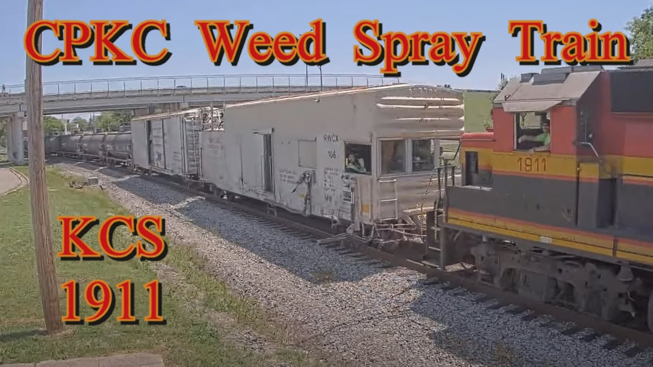 KCS 1911 GP38-2 Leads "WEED SPRAY TRAIN" through Greenville Texas ...
