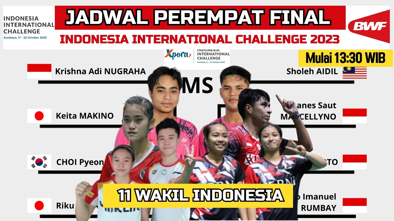 Jadwal Perempat Final Indonesia International Challenge 2023, Mulai 13: ...
