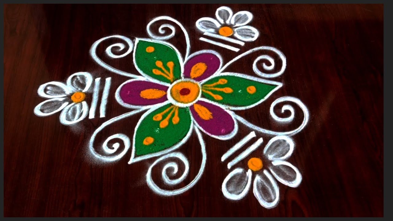 2 simple festival rangoli design - YouTube