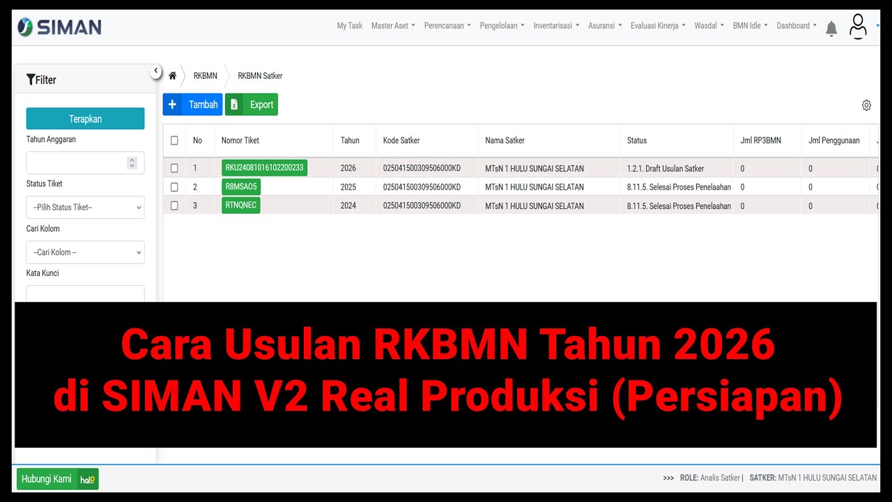 Cara Usulan RKBMN Tahun Anggaran 2026 di SIMAN V2 Real Produksi ...