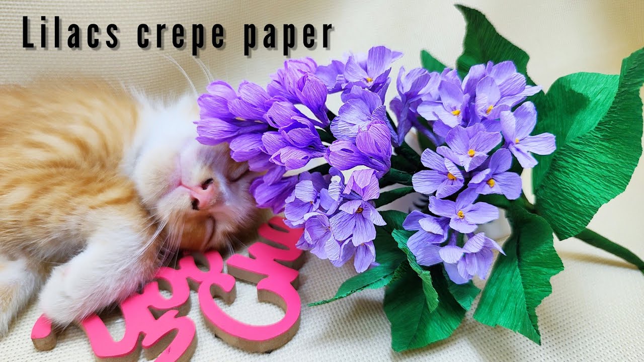 How to make lilac flowers out of easy crepe paper/DIY/ASMR craft paper ...