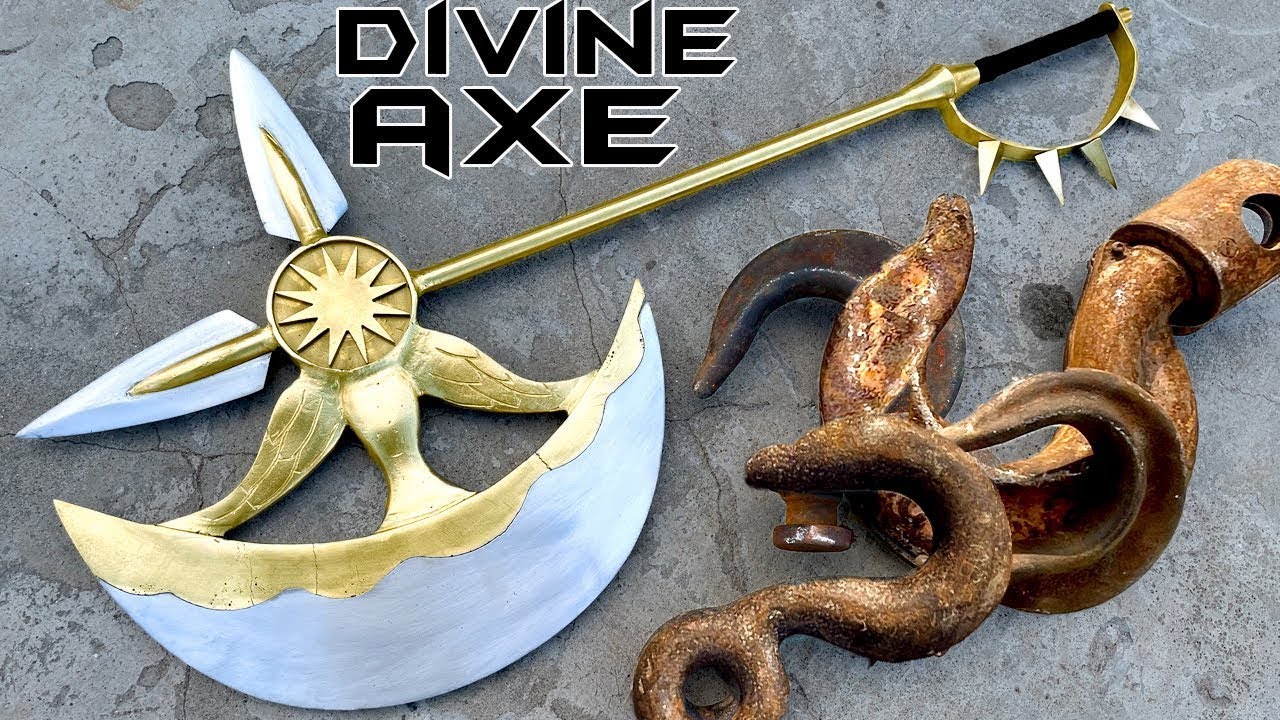 Manufacturing Forging DIVINE AXE RHITTA Out of Large rusty iron hook ...