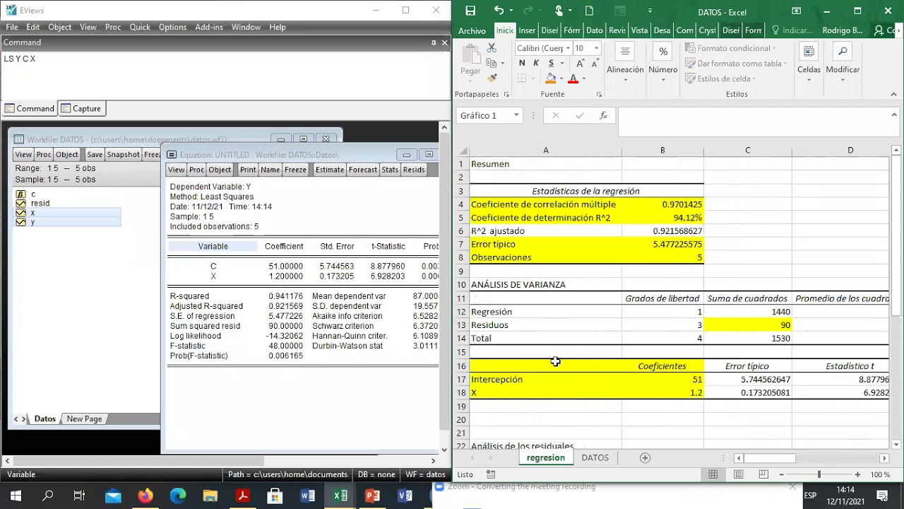 REGRESIÓN Y CORRELACIÓN - CÁLCULO EN EVIEWS - YouTube