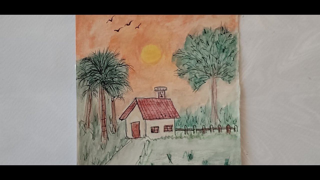 Drawing a Small Countryside House - How to draw a simple and easy house ...
