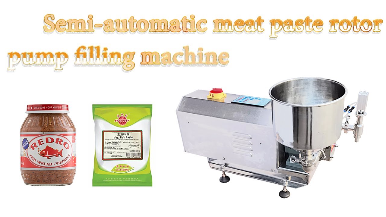 HYRO-S10 Semi automatic meat paste rotor pump filling machine - YouTube
