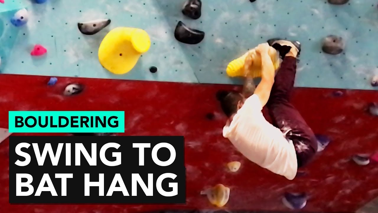 Overhang Swing to a BAT HANG bouldering problem - YouTube