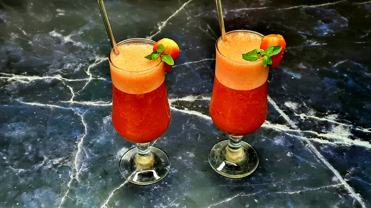 Strawberry Orange Juice Recipe By Cooking With Asm | Strawberry Juice ...