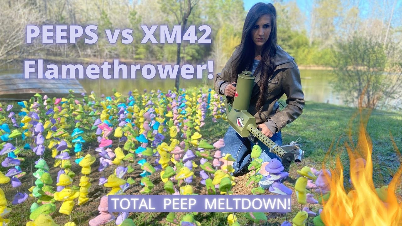 Setting the Peeps on Fire! FLAMETHROWER vs 1500 PEEPS - YouTube