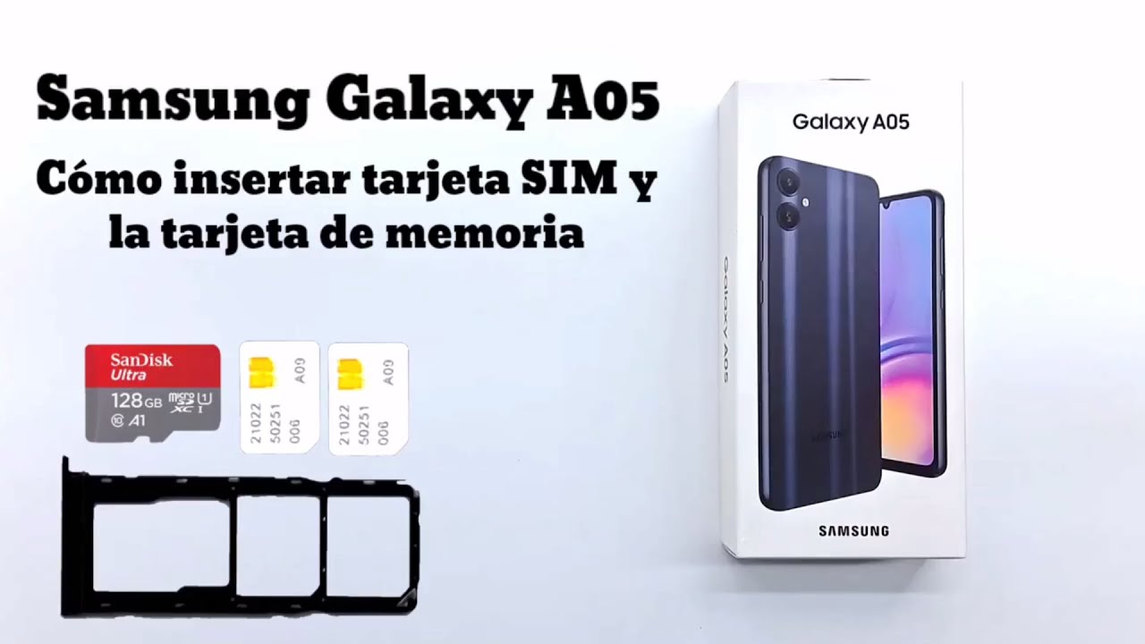 Cómo insertar tarjeta SIM y la tarjeta de memoria en Samsung Galaxy A05 ...