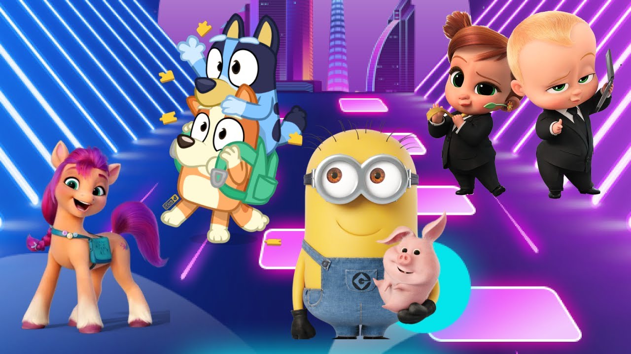 My Little Pony Vs Bluey Vs Minions Vs Boss Baby - Tiles Hop EDM Rush ...
