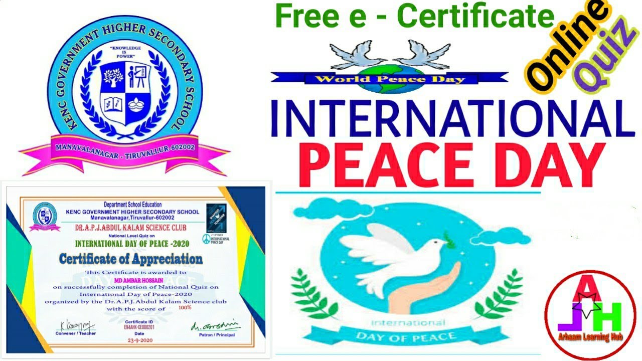 Peace Day Quiz | National Level Quiz on International Peace Day ...