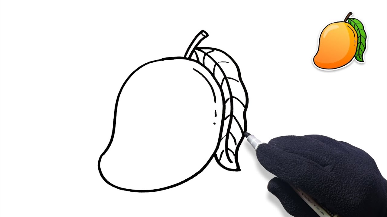 Easy Mango Drawing 🥭 | How to draw a Mango | Learn to draw mango step ...