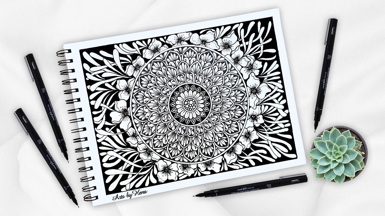 Mandala Art With Zentangle Floral Design || Mandala Art || Zentangle ...