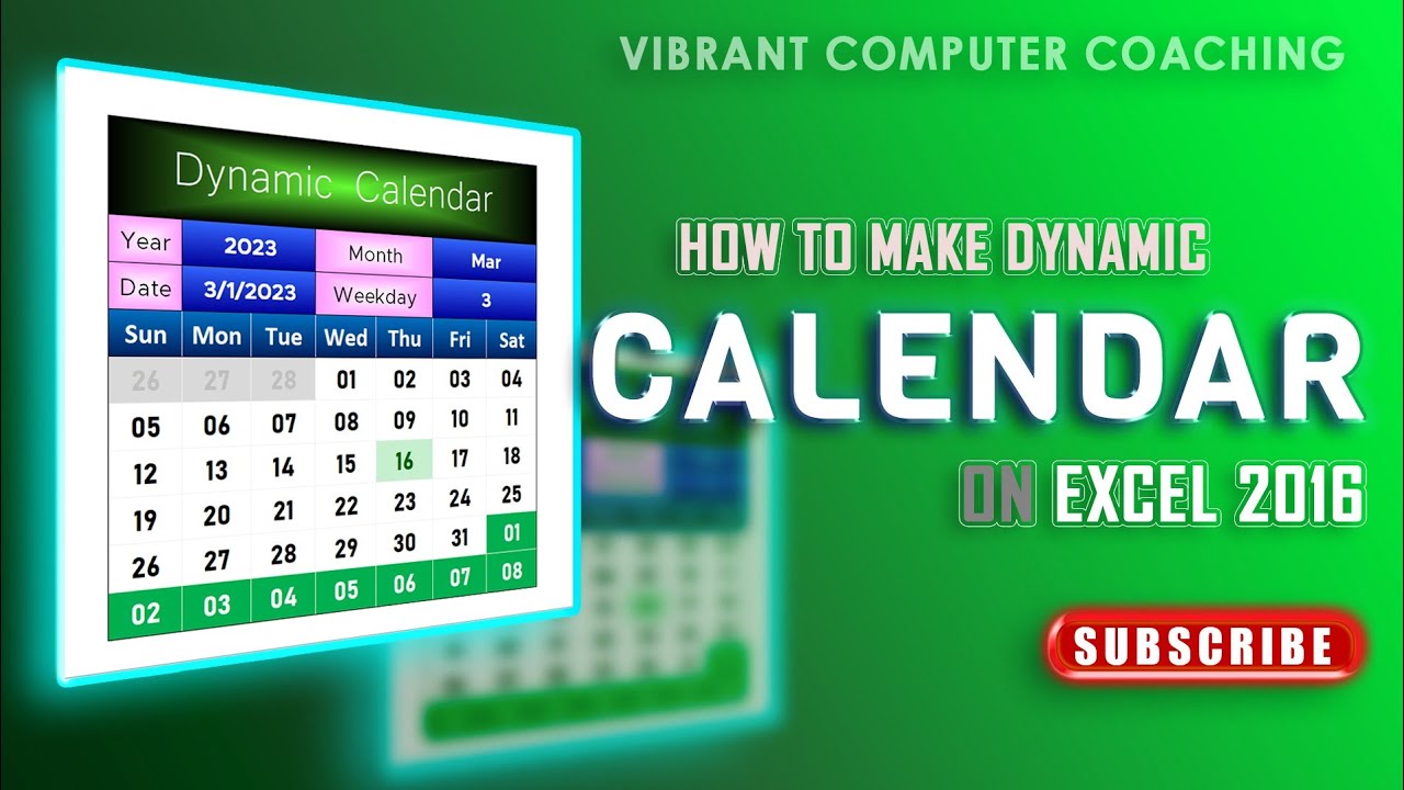 How To Make Dynamic Calendar In Ms Excel 2016 🗓️ Excel Exceltutorial Vibarnt26 Ms Excel