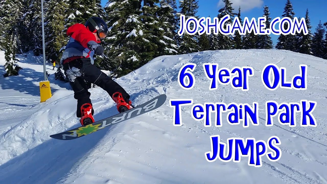 Learning Terrain Park Jumps Snowboarding (6 Year Old) - YouTube