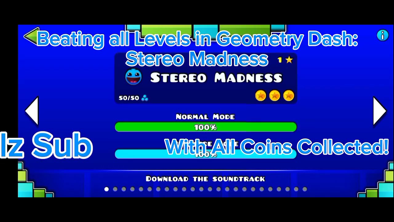 Beating Geometry Dash, Stereo Madness With Secret Coins Included! - YouTube