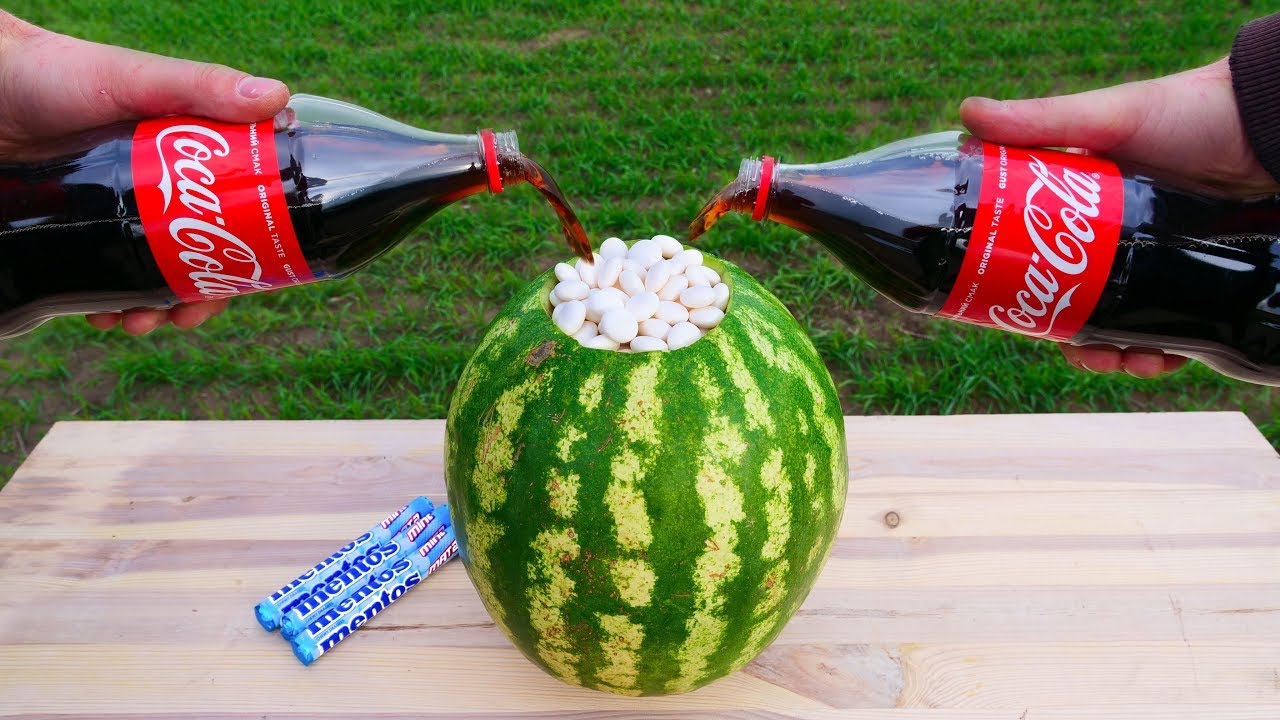 Experiment: Coca-Cola and Mentos VS Watermelon - YouTube