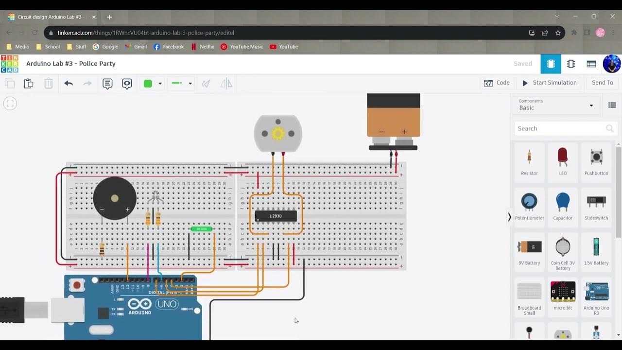 How to make a Police Siren with LEDs and a Motor on Arduino - YouTube
