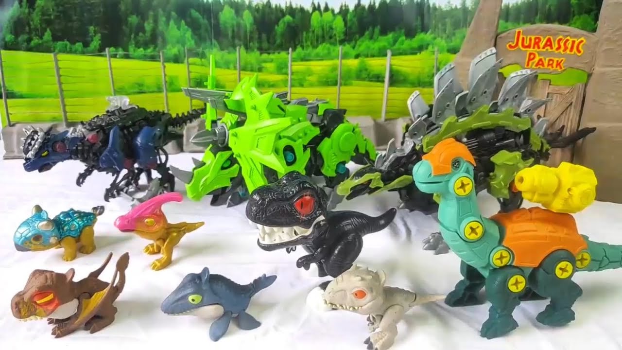 Let's assemble robot dinosaur dimetrodon, Tyranosaurs rex, triceratop ...