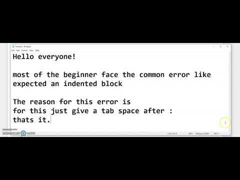 Expected an indented block | Python Programming - YouTube