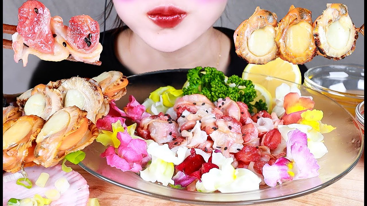 ASMR 🌝 봄에는 촛대고동, 비단가리비 🌸CONCH sashimi MUKBANG - YouTube