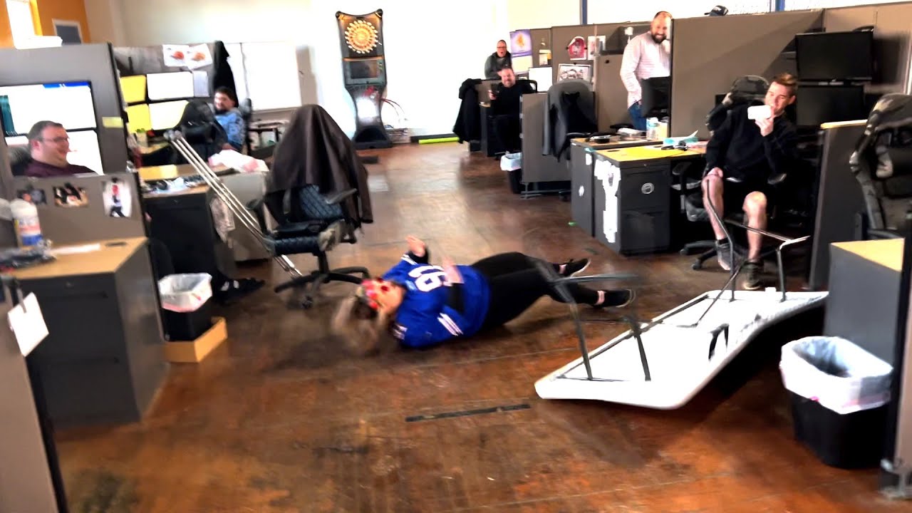 Buffalo Bills Table Smash at Work! - YouTube