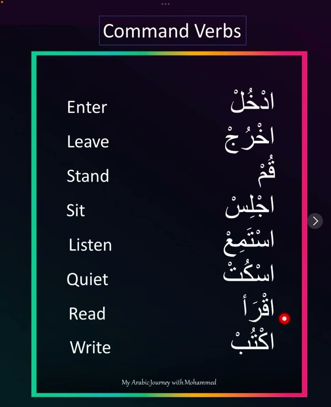 Arabic words with English meanings education YouTube