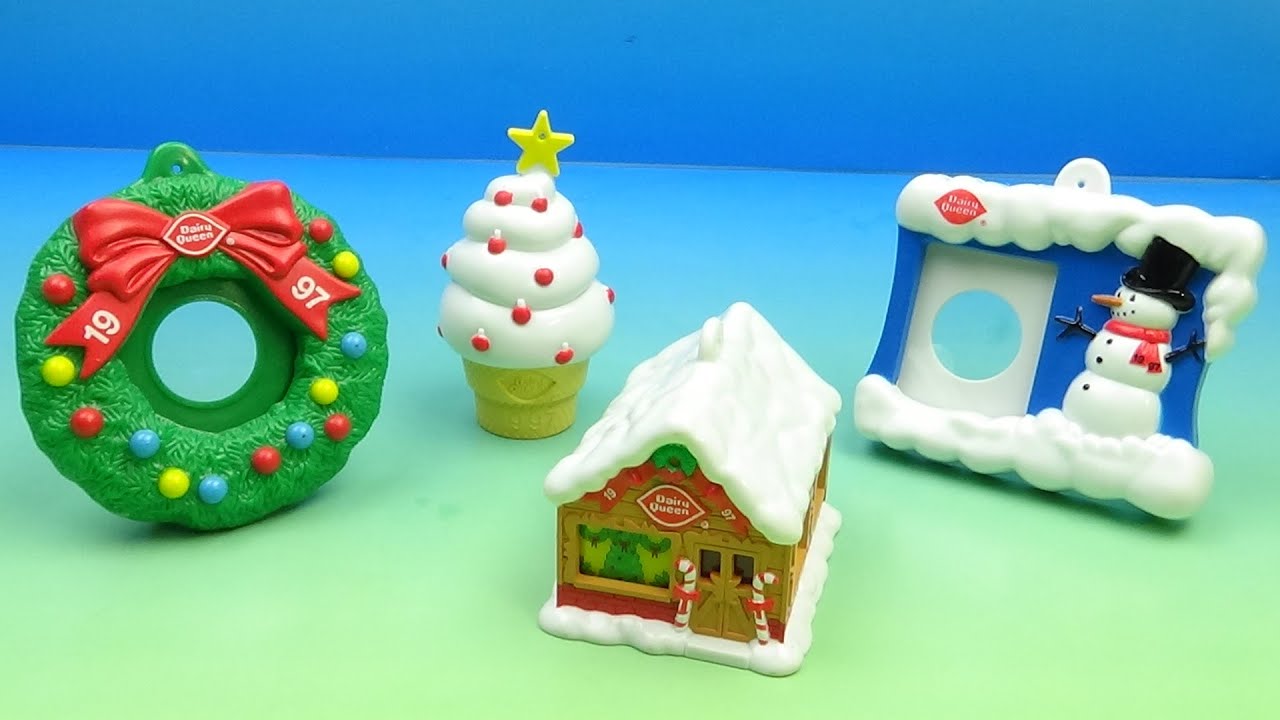 1997 DAIRY QUEEN set of 4 CHRISTMAS ORNAMENTS VIDEO REVIEW - YouTube