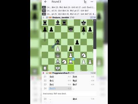 Chess 🇮🇳 Praggnanandhaa Rameshbabu 1.5 lost⚔️🇺🇿Javokhir Sindarov2.5 won,#chess#india #uzbekistan 