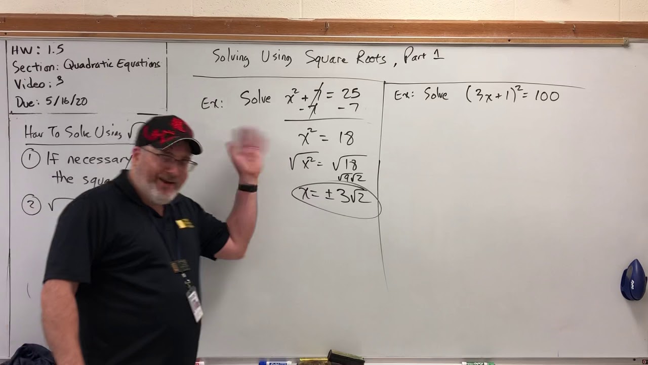 HW 1.5 Quadratic Equations (3) - Solving Using Square Roots, Part 1 ...