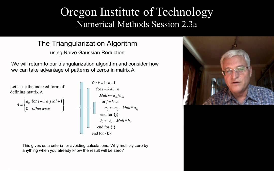 OIT Math 451 session 2.3a: Tri-diagonal and Banded Systems - YouTube