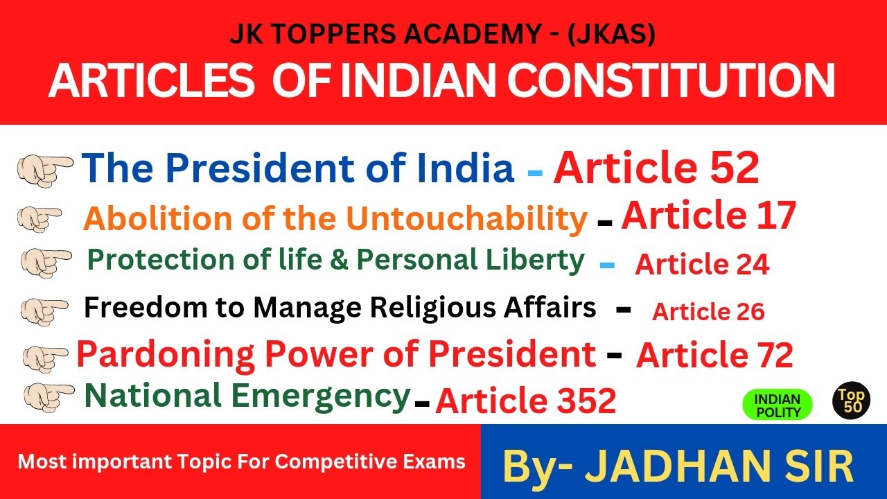 Indian Polity : Articles of Indian Constitution || GK - YouTube