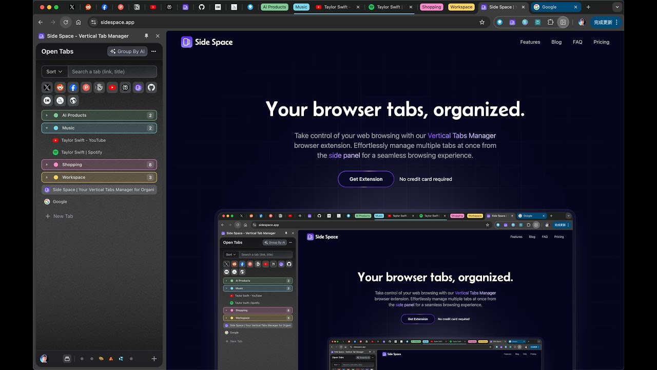 Side Space | Your AI-powered Vertical Tabs Manager for Browsing - YouTube