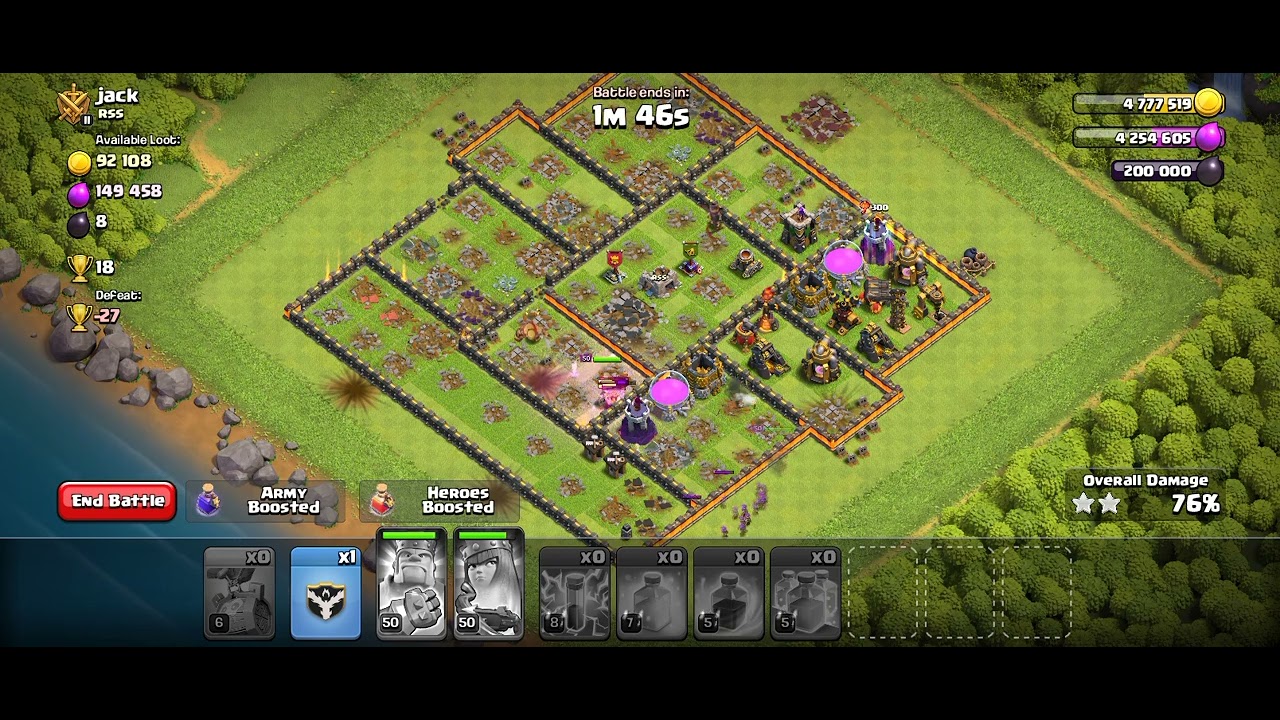 only using snake barrels and destroying a high level base clash of ...