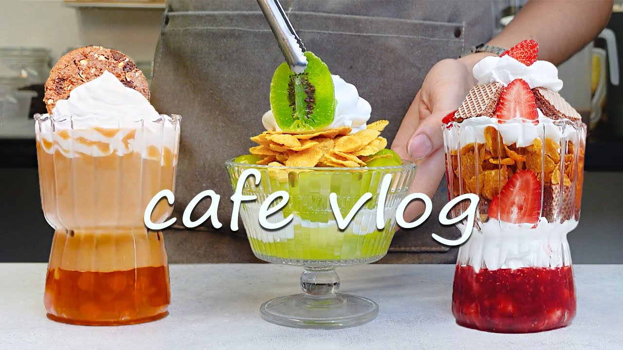 🍁Cafe Vlog Collection/Chill Fall Café Time with Grape Parfait☕Cafe Vlog ...