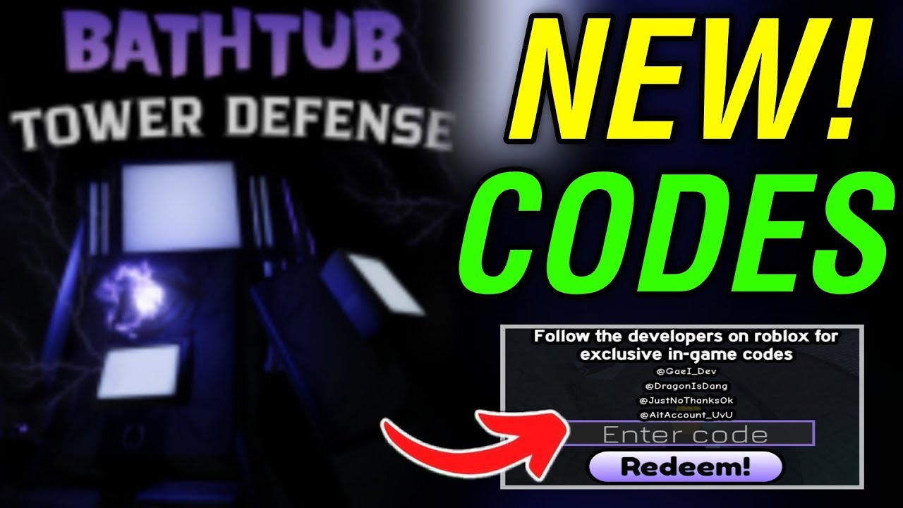 *NEW* ALL WORKING CODES FOR BATHTUB TOWER DEFENSE! ROBLOX BATHTUB TOWER ...