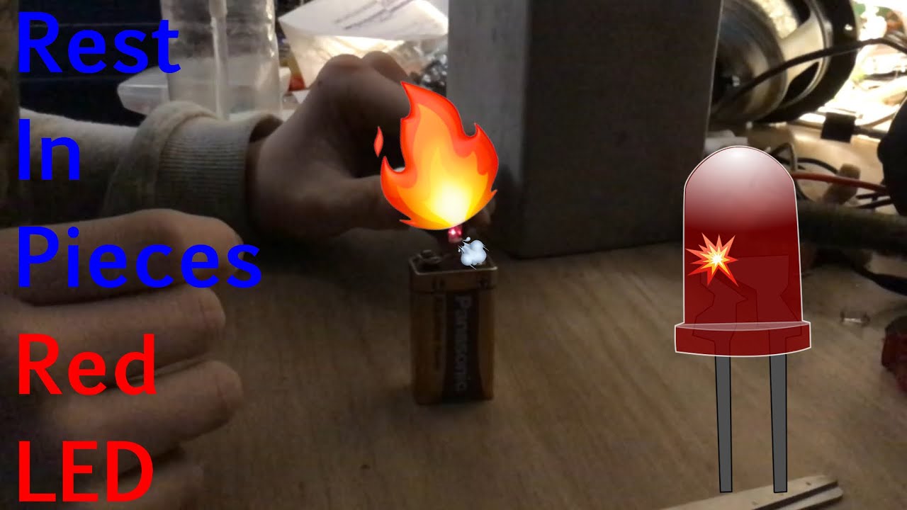 Red LED burning out on 9V (slo-mo) - YouTube