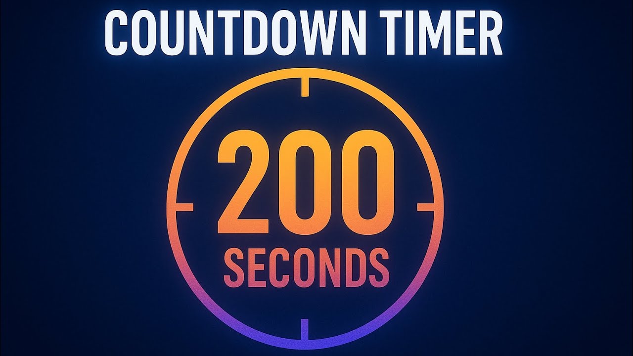 200 Seconds Countdown TIMER with ALARM (Loud Beeps) - YouTube