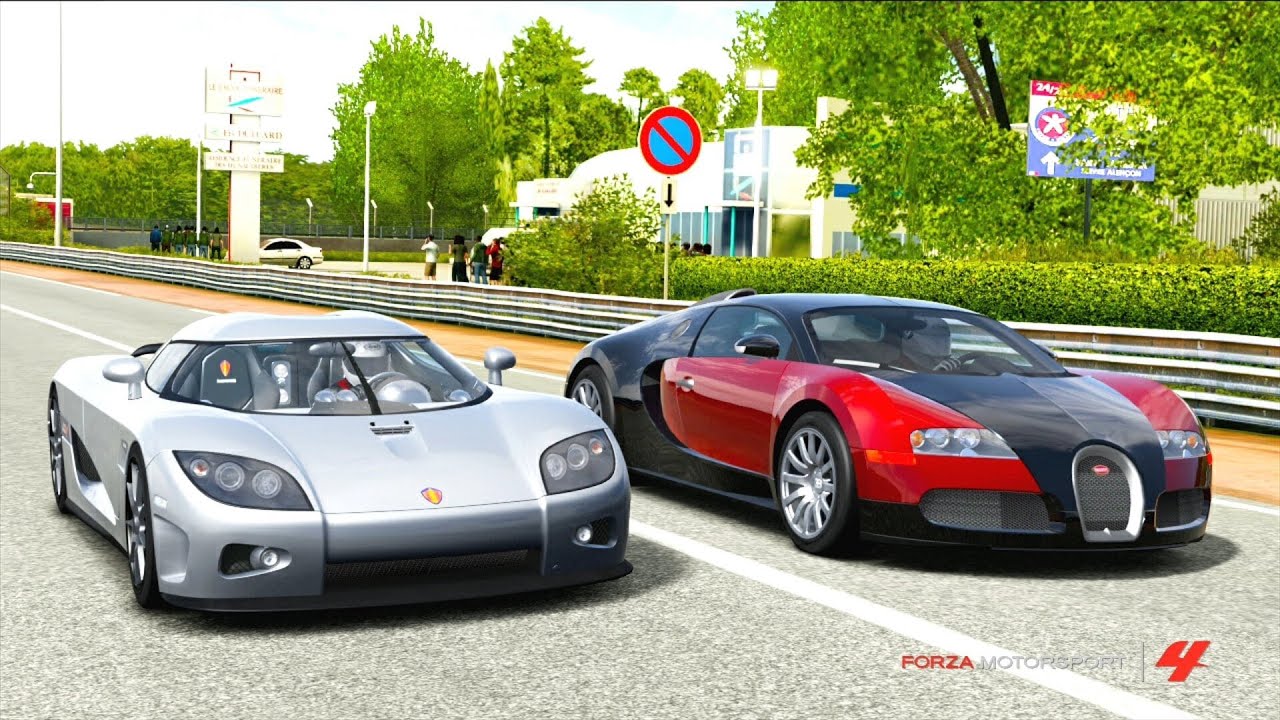 Forza 4 Drag race: Bugatti Veyron vs Koenigsegg CCX - YouTube