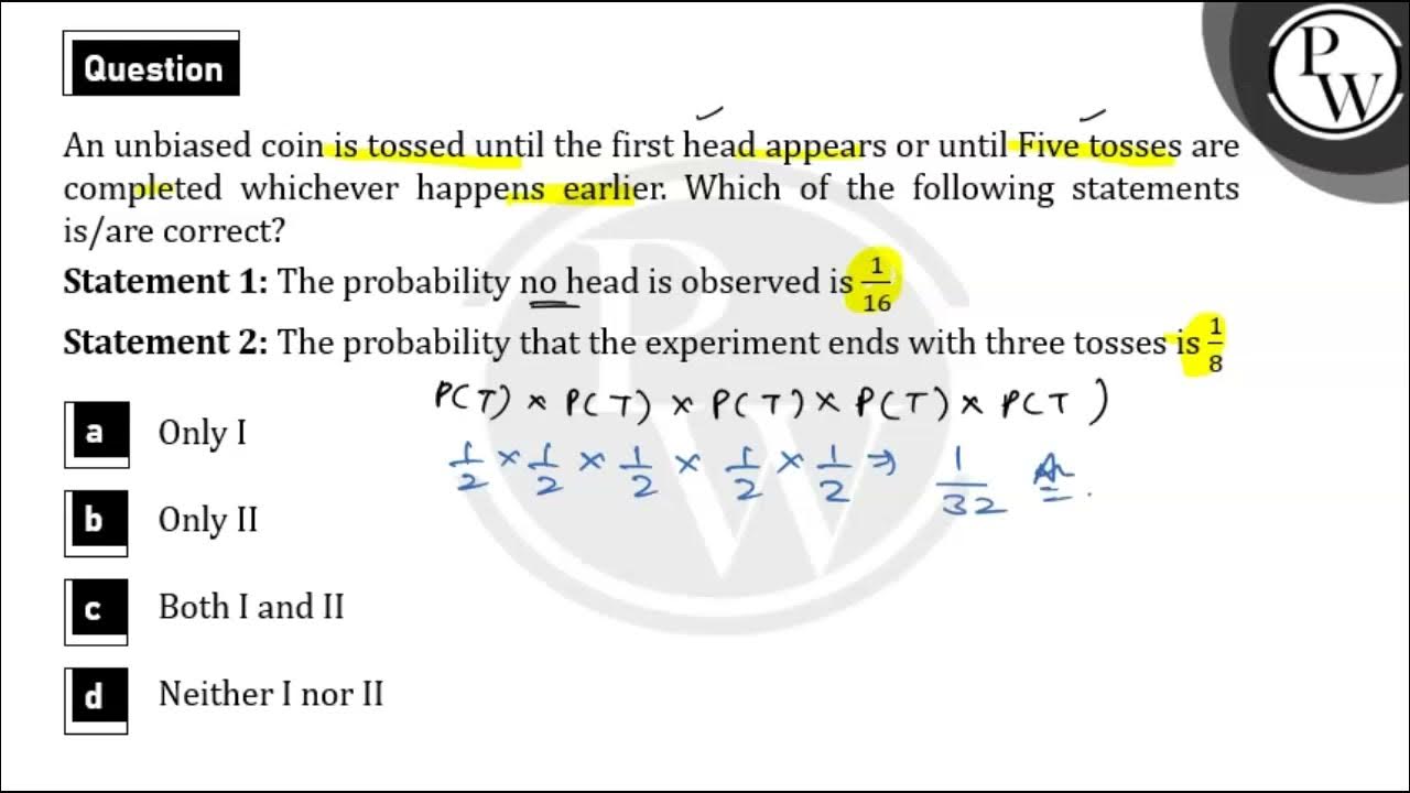 An unbiased coin is tossed until the first head appears or until Five tosses are completed which ...