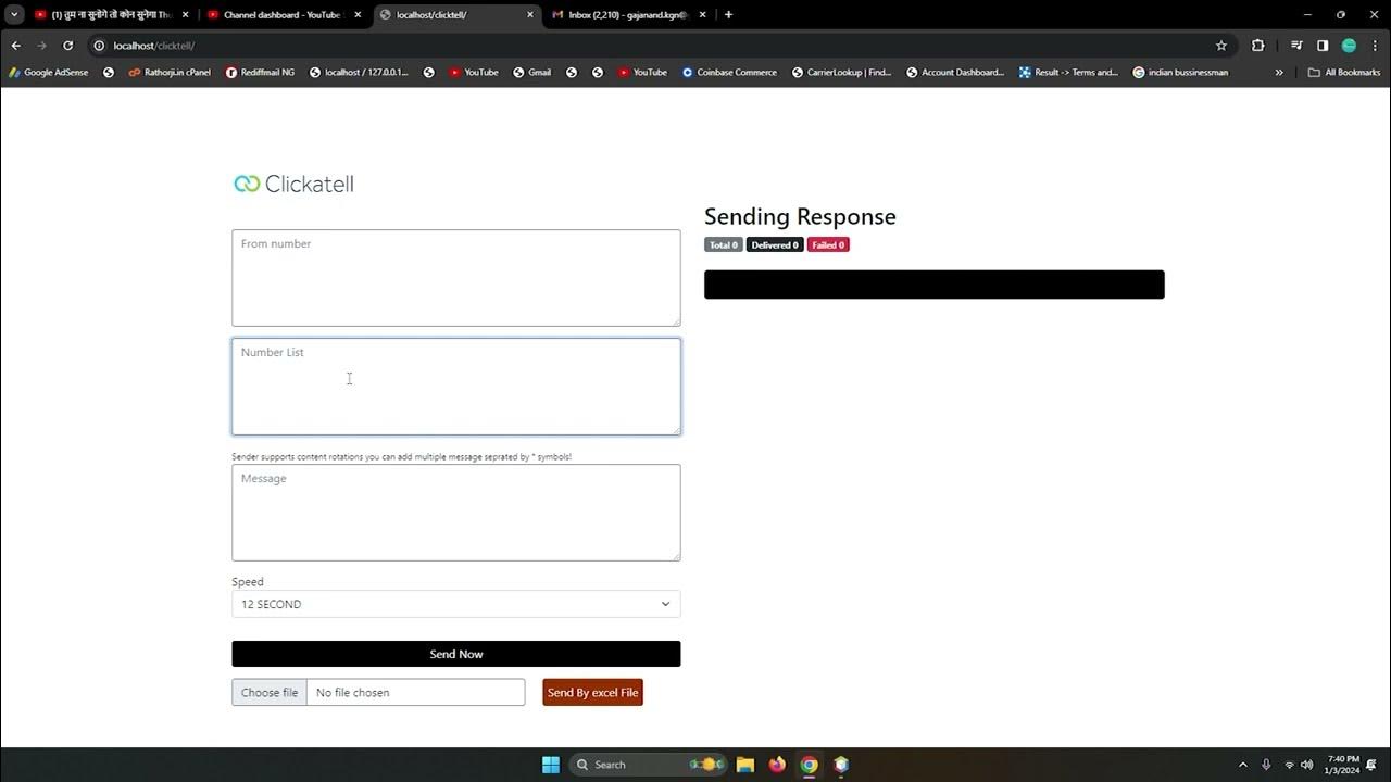 clickatell SMS API integration in PHP sender - YouTube