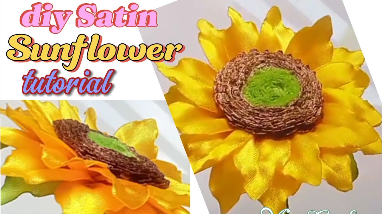 DIY easy SUNFLOWER tutorial satin ribbons tutorials - YouTube