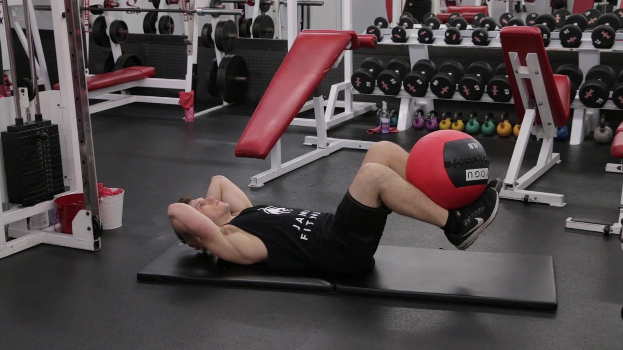 Crunches w. Sandball on elevated feet - YouTube